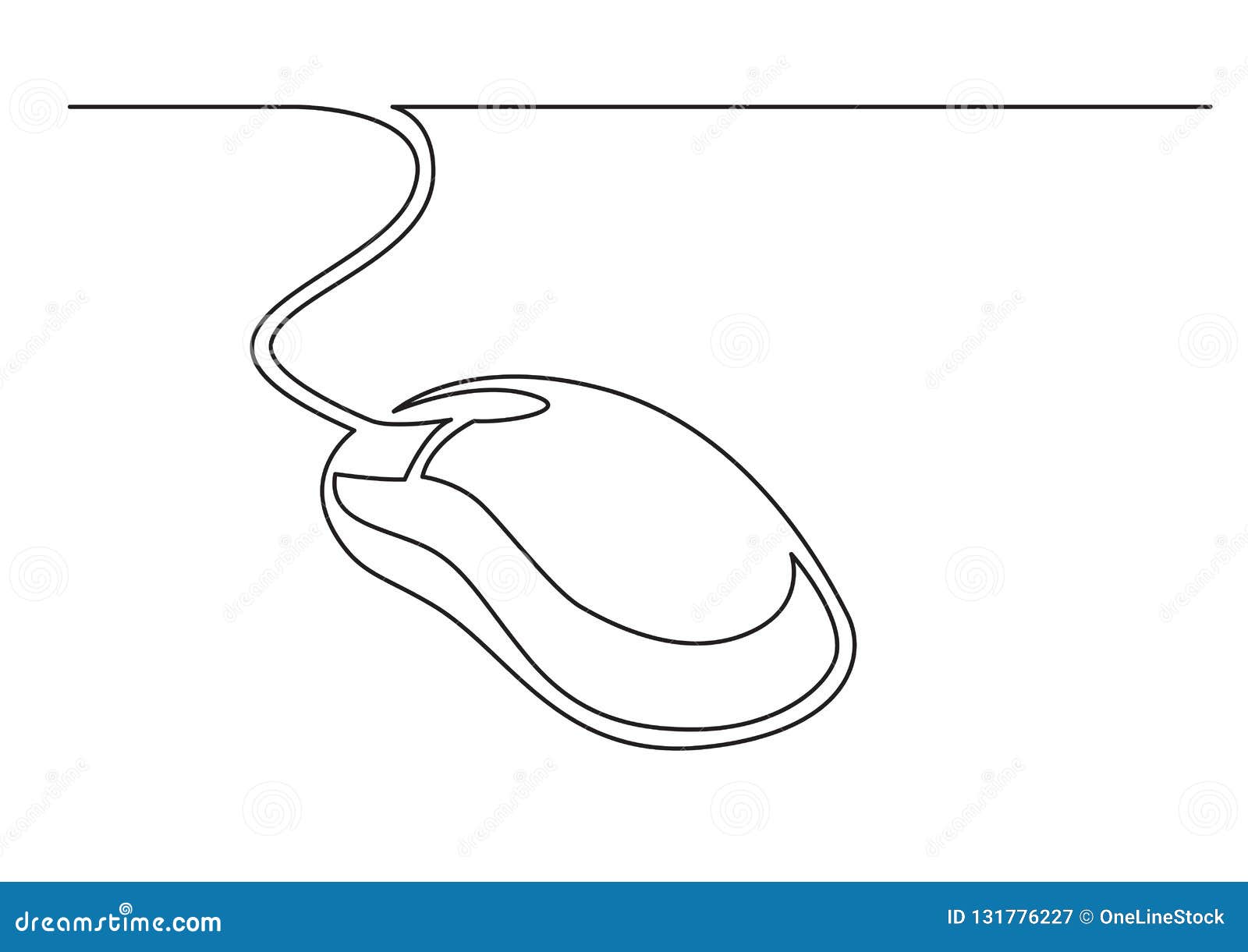 One Line Drawing of Isolated Vector Object - Wired Computer Mouse Stock ...