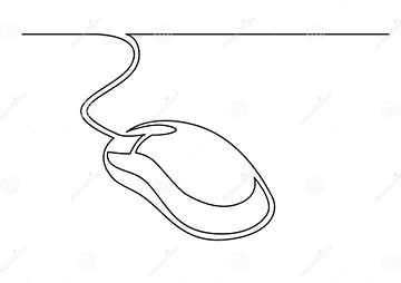 One Line Drawing of Isolated Vector Object - Wired Computer Mouse Stock ...