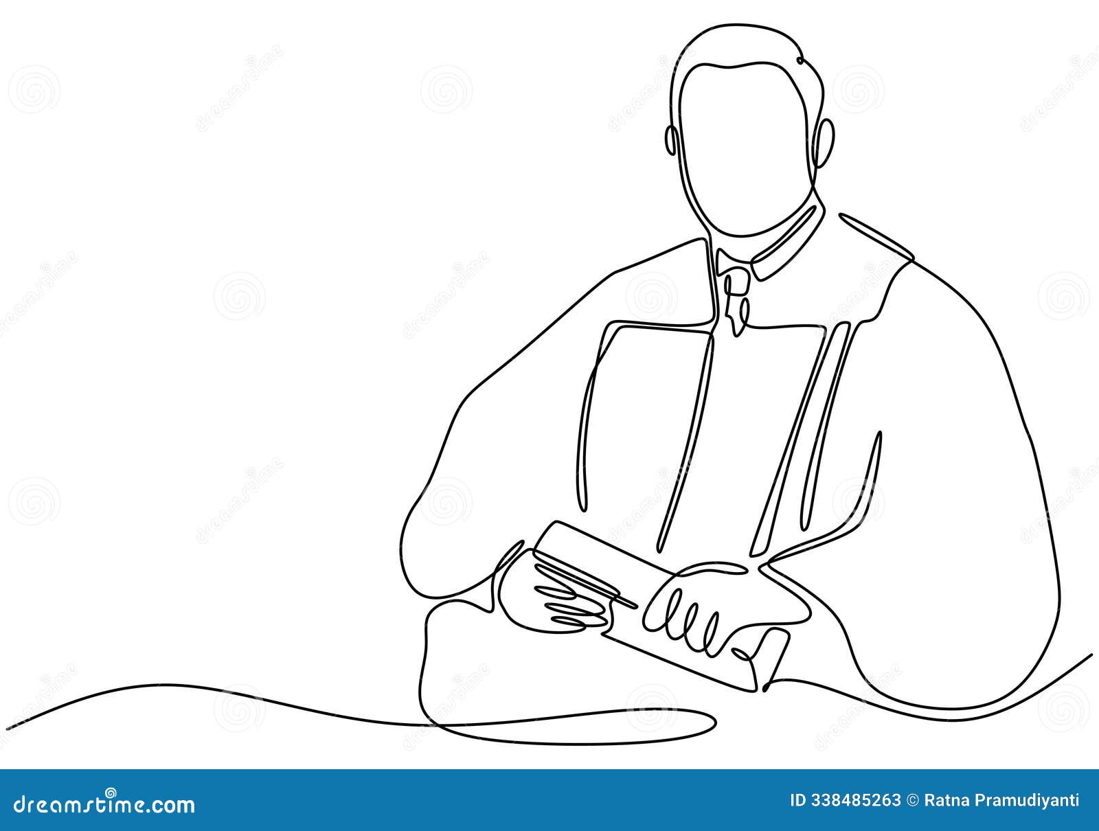 One Line Drawing of a Judge in a Robe, Simple Representation of the ...