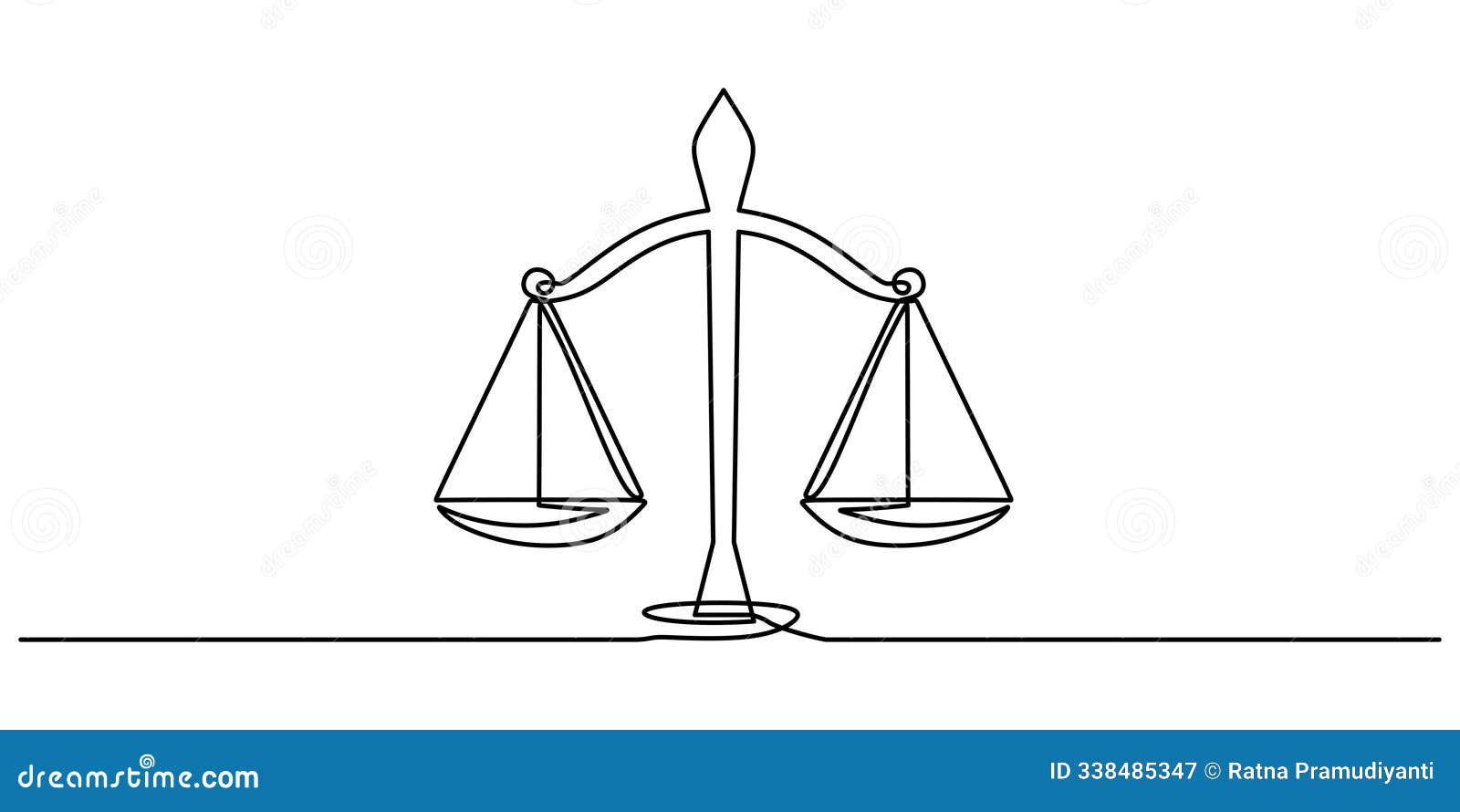 One Line Drawing of a Justice Scale, Minimalist Illustration ...
