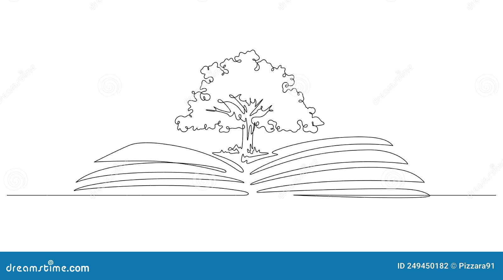 One Line Drawing of Knowledge Tree of Book for Creativity Conceptual ...