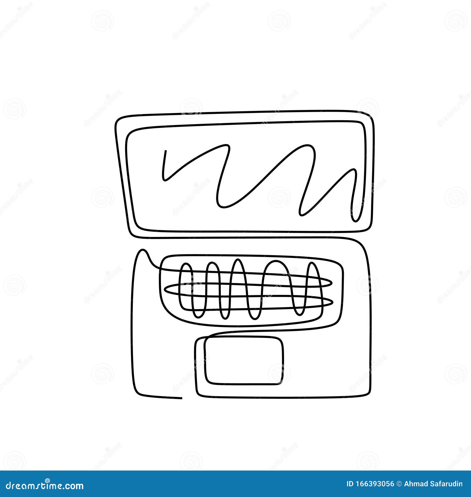 One Line Drawing Laptop Notebook Computer. Technology Theme Design ...