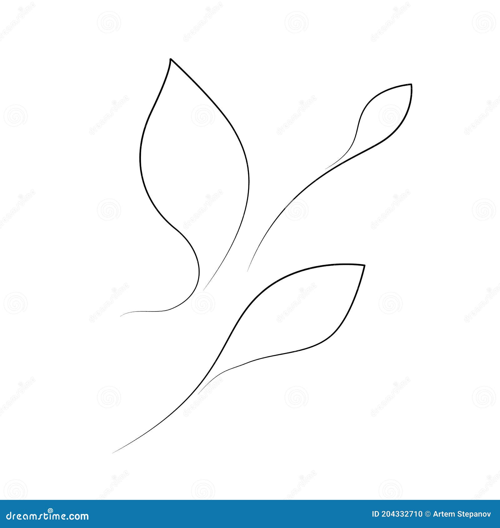 One Line Drawing Leaf. Minimal One Line Drawing Royalty-Free Stock ...