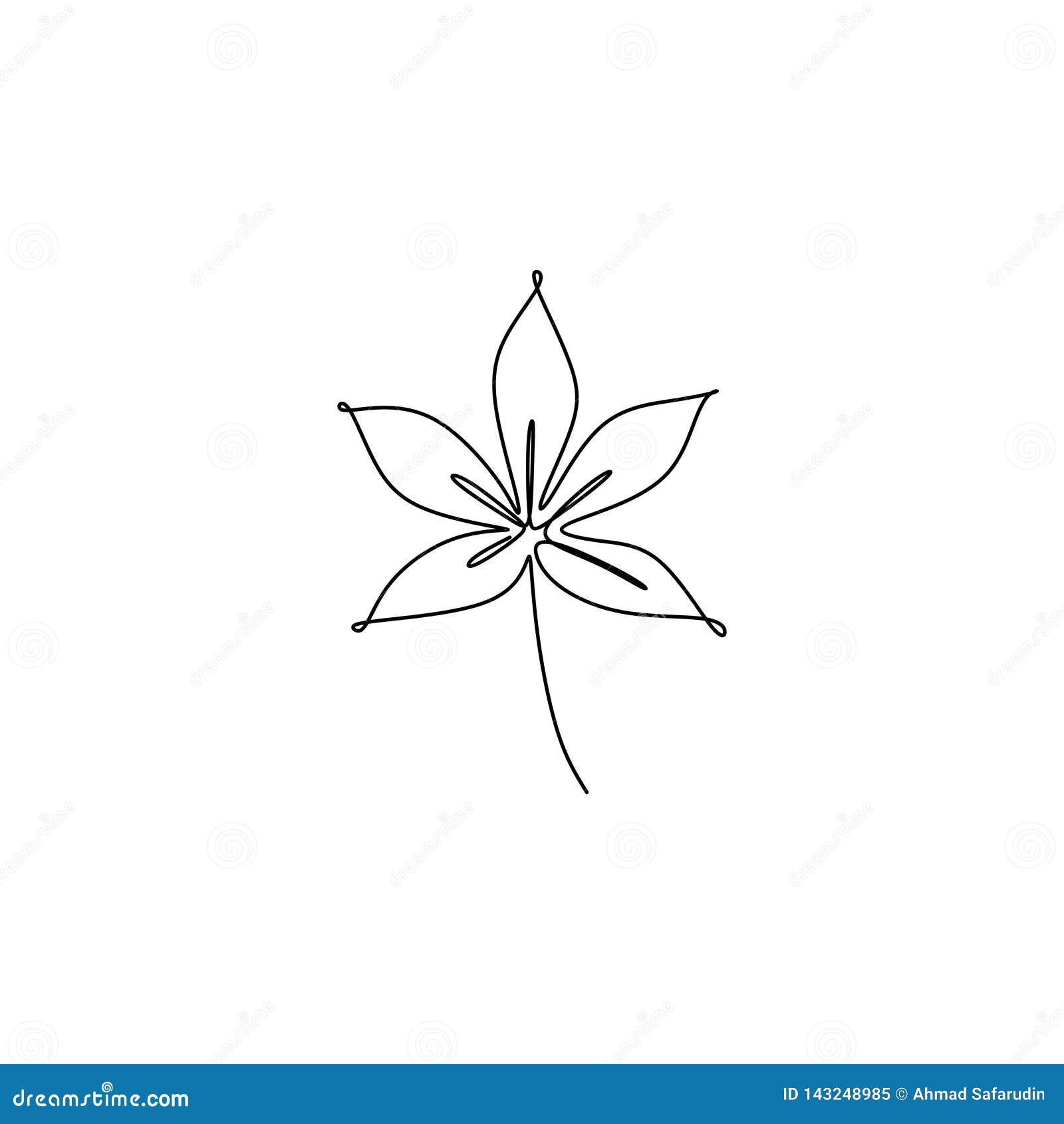 One Line Drawing Of Leaf With Simple Lineart Minimalsm Style Cartoon ...