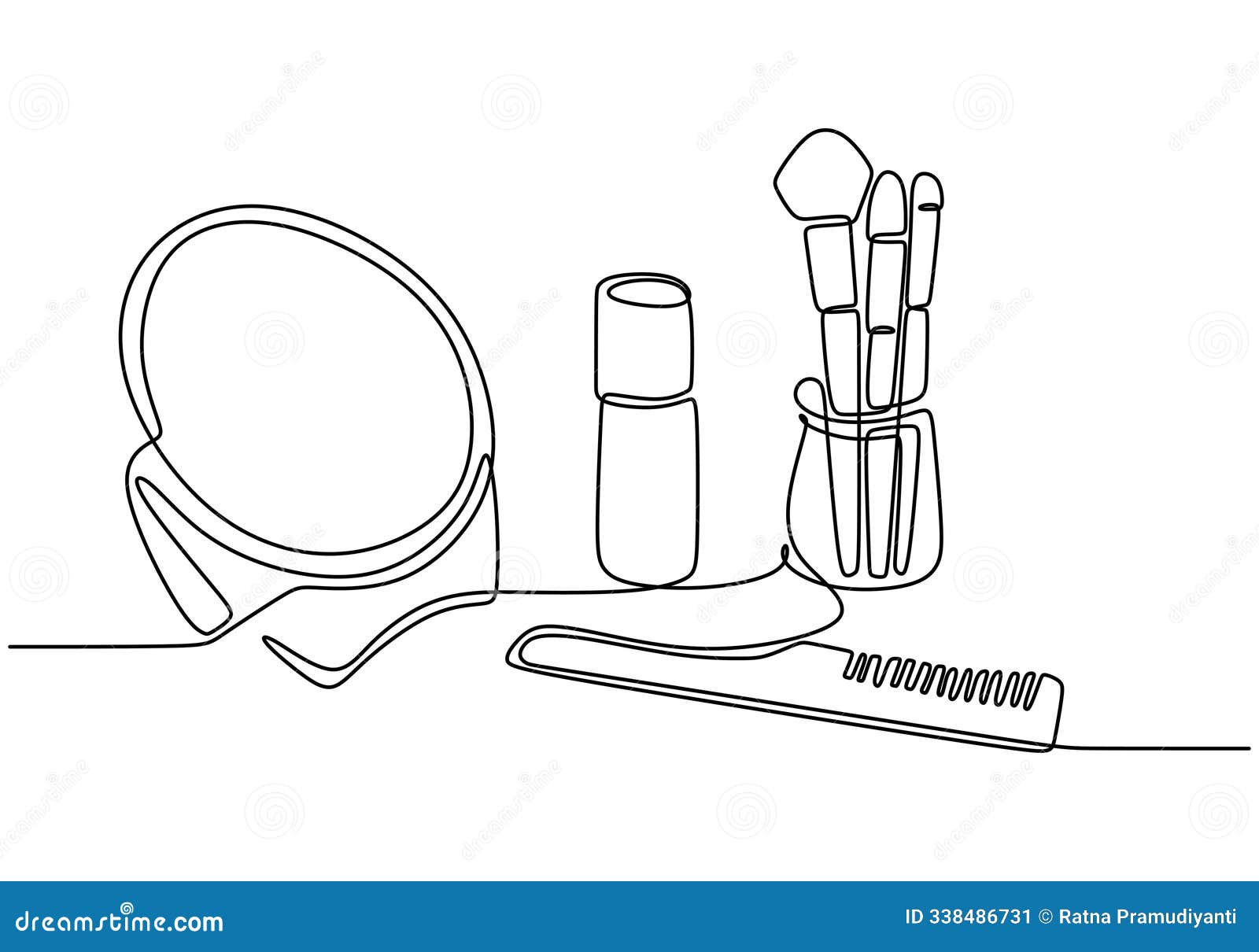 One Line Drawing of Makeup Tools Arranged. Showcases Beauty Essentials ...