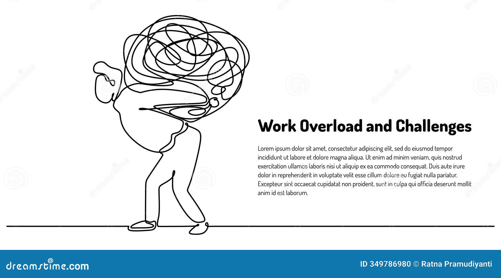 One Line Drawing of a Man Carrying a Heavy Load, Symbolizing Work ...
