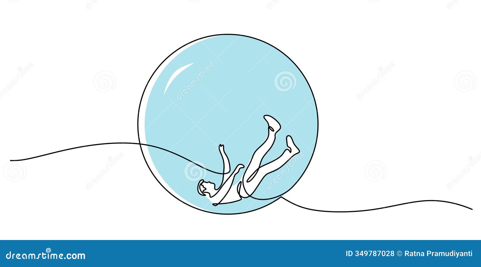 One Line Drawing Of A Man Inside A Large Ball, Symbolizing ...