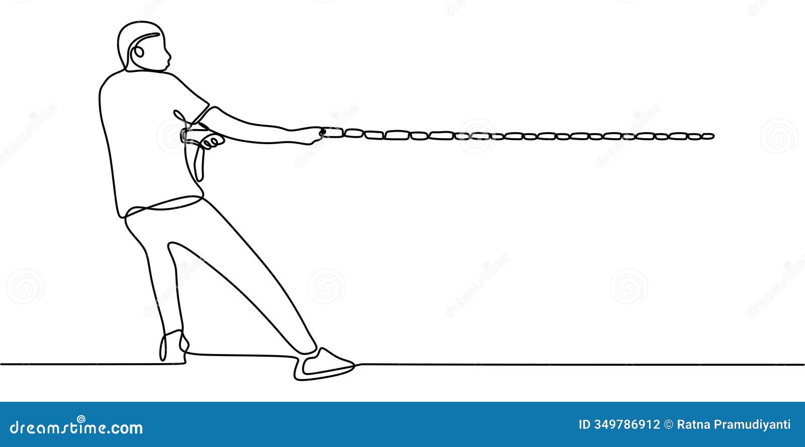 One Line Drawing of a Man Pulling a Rope, Representing Determination ...