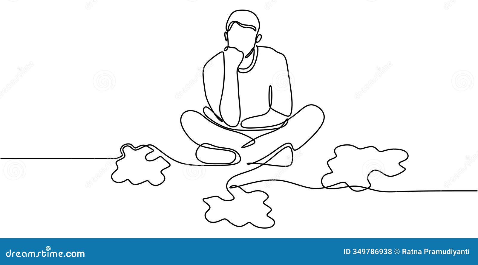 One Line Drawing of a Man Sitting in Front of Puzzles, Symbolizing ...