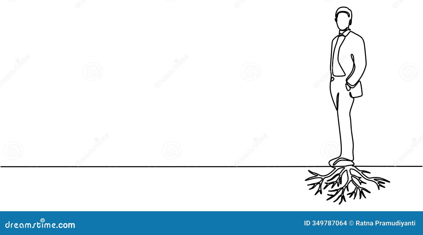 One Line Drawing of a Man Standing on Tree Roots, Representing Strength ...