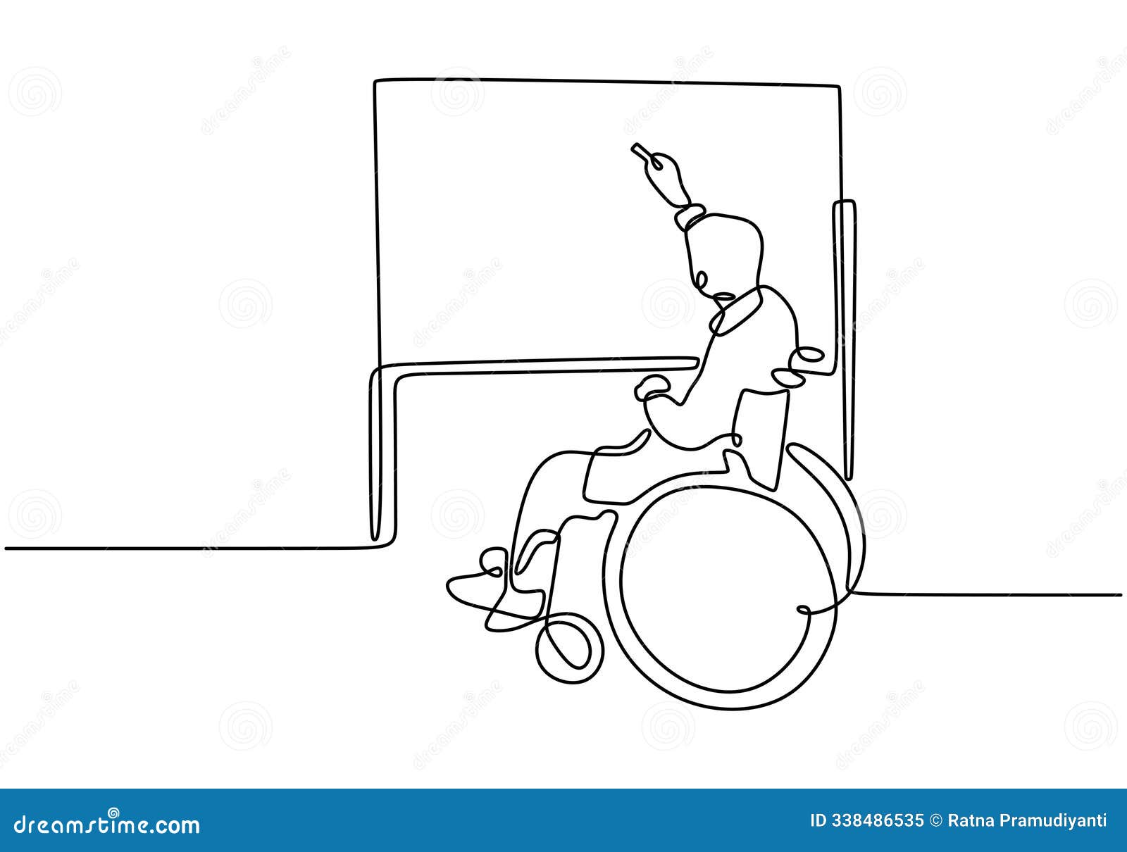 One Line Drawing Of A Man In A Wheelchair Teaching. Represents ...