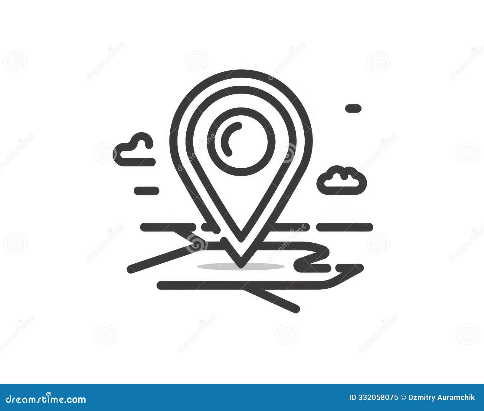 One Line Drawing of Map Pin Pointer. Line Art Modern Illustration ...