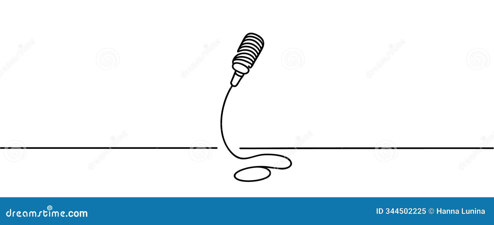 One-line Drawing of a Microphone. Cord Microphone in Simple Linear ...