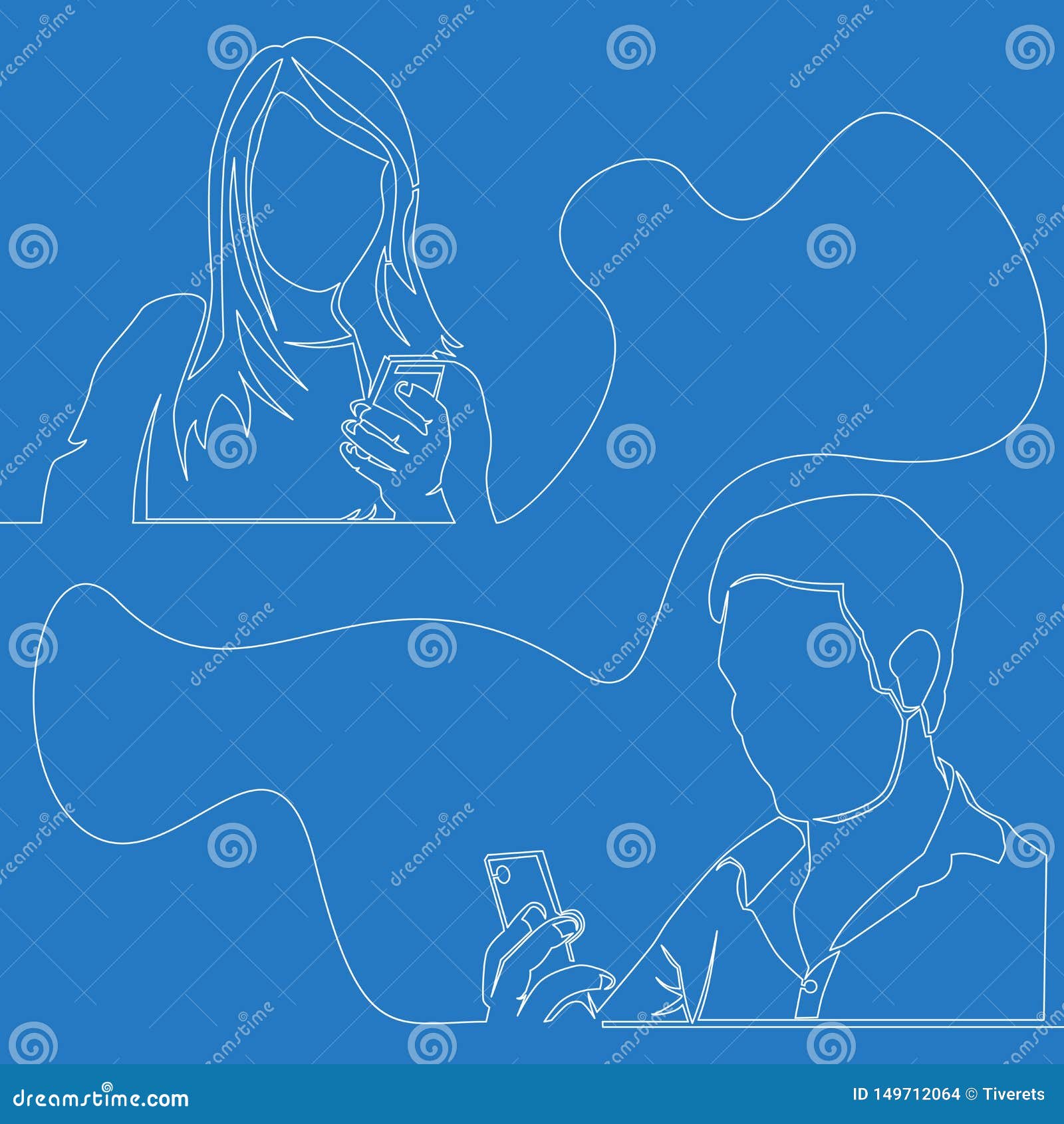 One Line Drawing Mobile Communication Concept Stock Vector ...