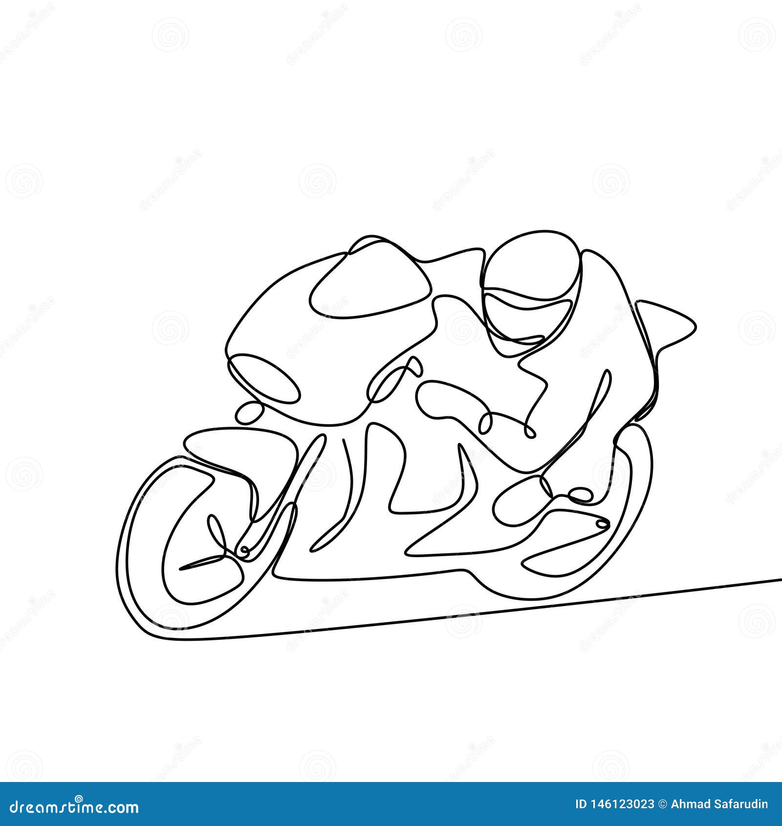 One Line Drawing of Motor Racing on White Background Stock Vector ...