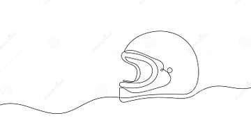 One Line Drawing of Motorcycle Helmet. Stock Vector - Illustration of ...