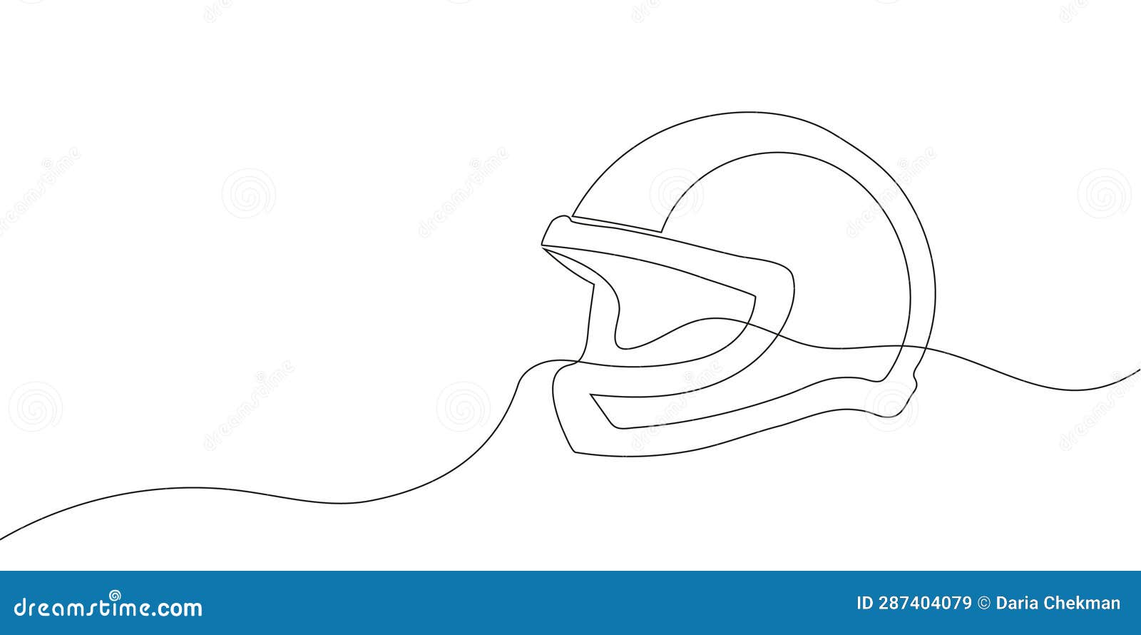 One Line Drawing of Motorcycle Helmet. Stock Illustration ...