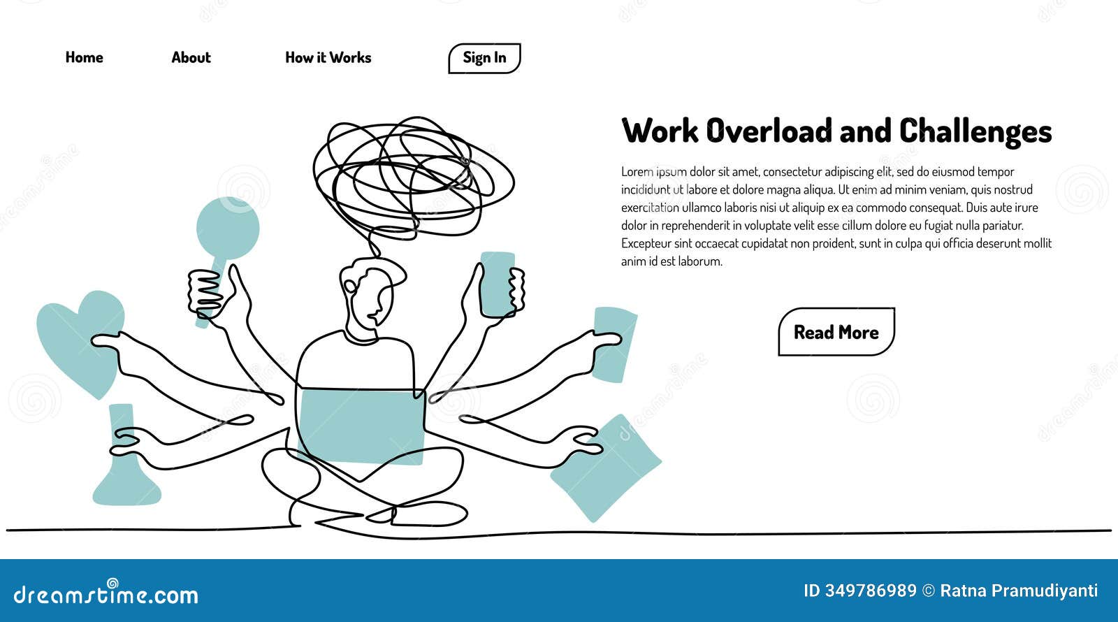 One Line Drawing of a Multitasking Man Managing Various Tasks ...