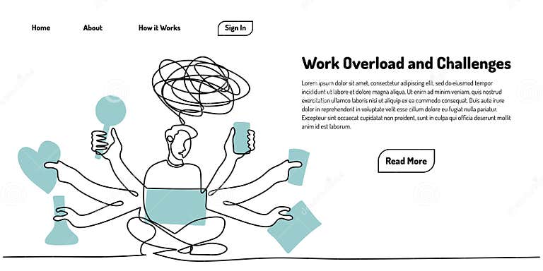 One Line Drawing of a Multitasking Man Managing Various Tasks ...
