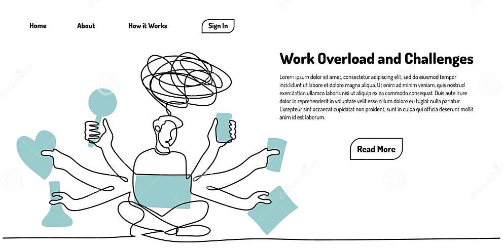 One Line Drawing of a Multitasking Man Managing Various Tasks ...