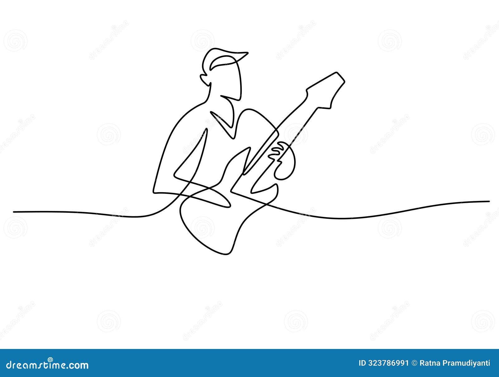 One Line Drawing of a Musician Playing the Guitar Vector Illustration ...