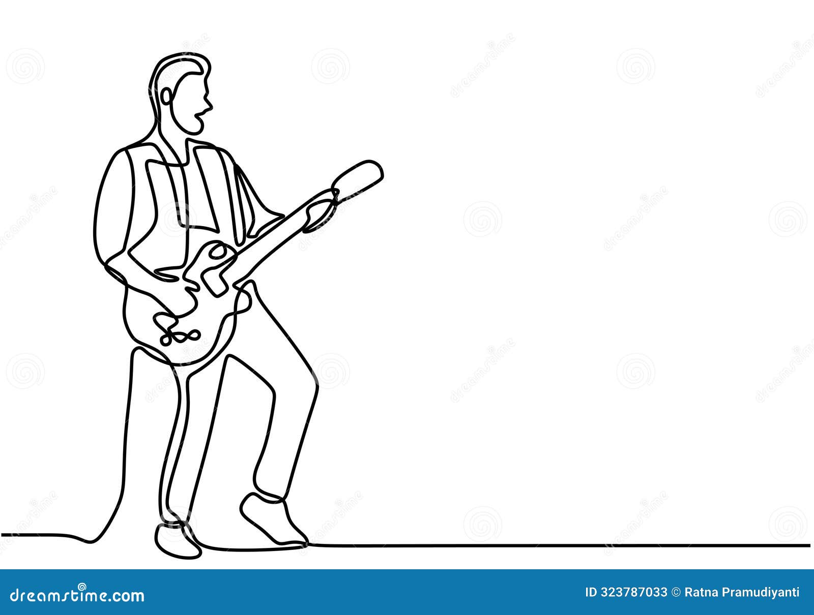 One Line Drawing of a Musician Playing the Guitar Vector Illustration ...