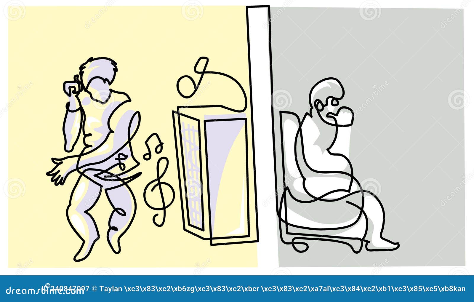 One Line Drawing Of Noisy Neighbors Royalty-Free Stock Photography ...