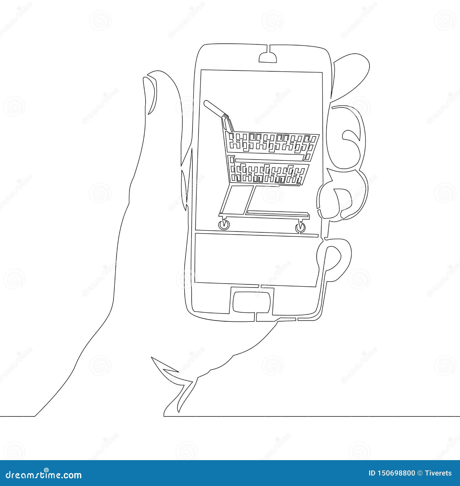 One Line Drawing Online Shopping Concept Stock Vector - Illustration of ...