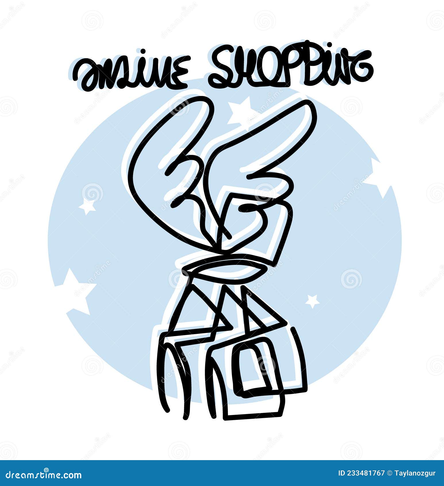 One Line Drawing of Online Shopping and E-commerce Concept. Stock ...