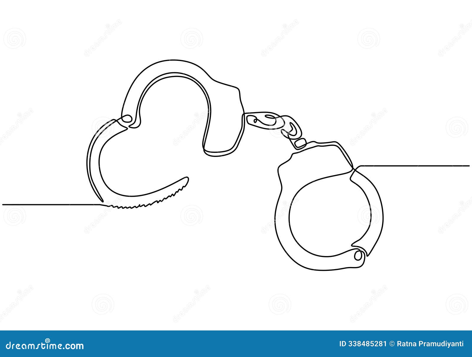 One Line Drawing of Open Handcuffs, Clean Design Representing Justice ...