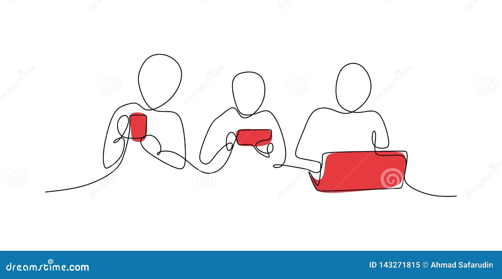One Line Drawing of People Using Modern Gadgets Stock Vector ... One Line Drawing of People Using Modern Gadgets Stock Vector ...