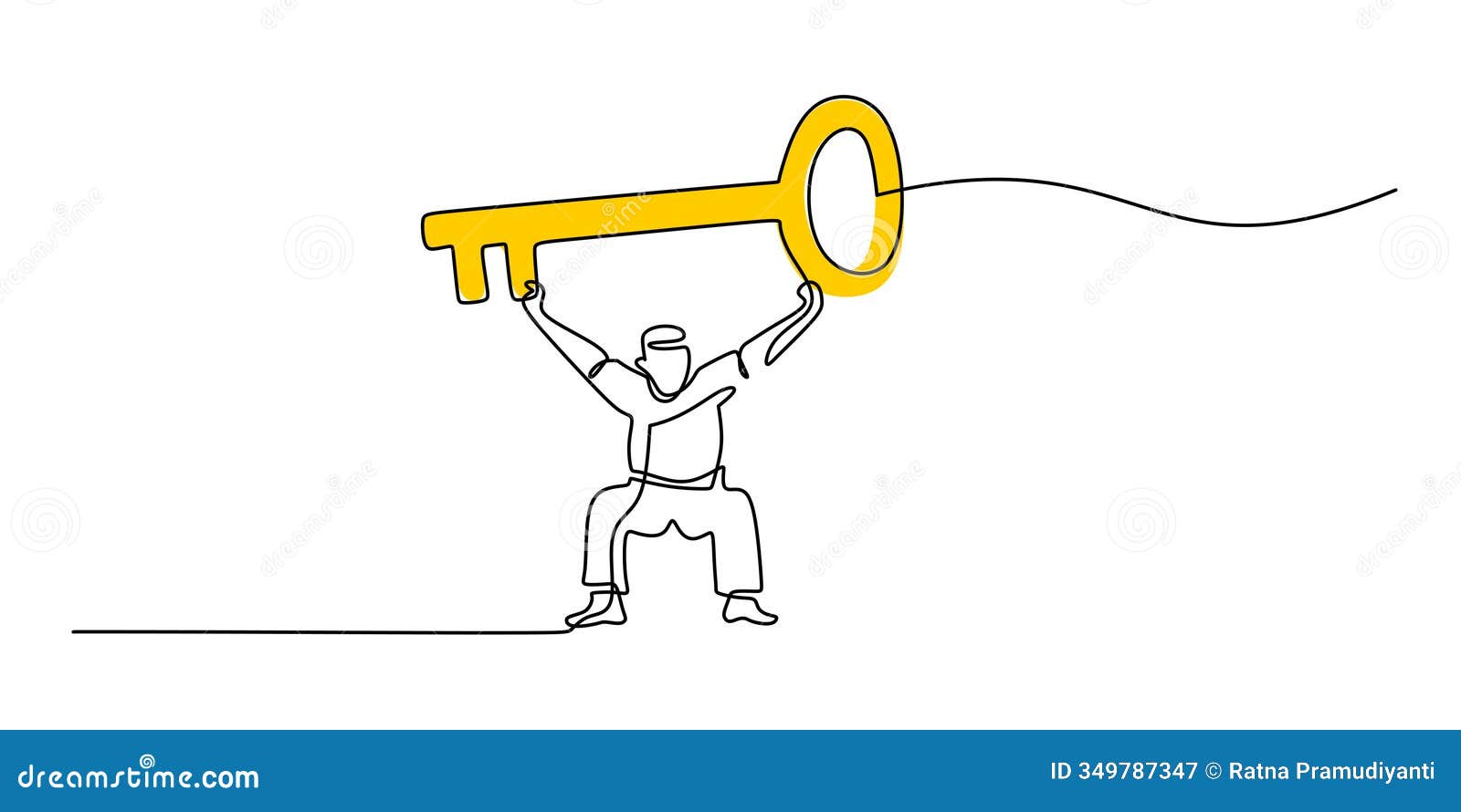 One Line Drawing of a Person Holding a Big Key, Representing Power ...