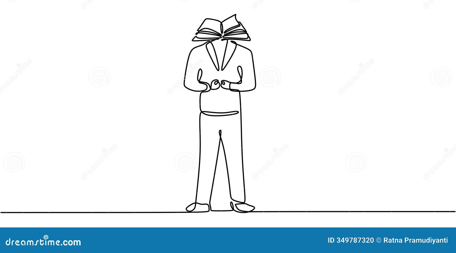 One Line Drawing of a Person with an Open Book for a Head, Symbolizing ...