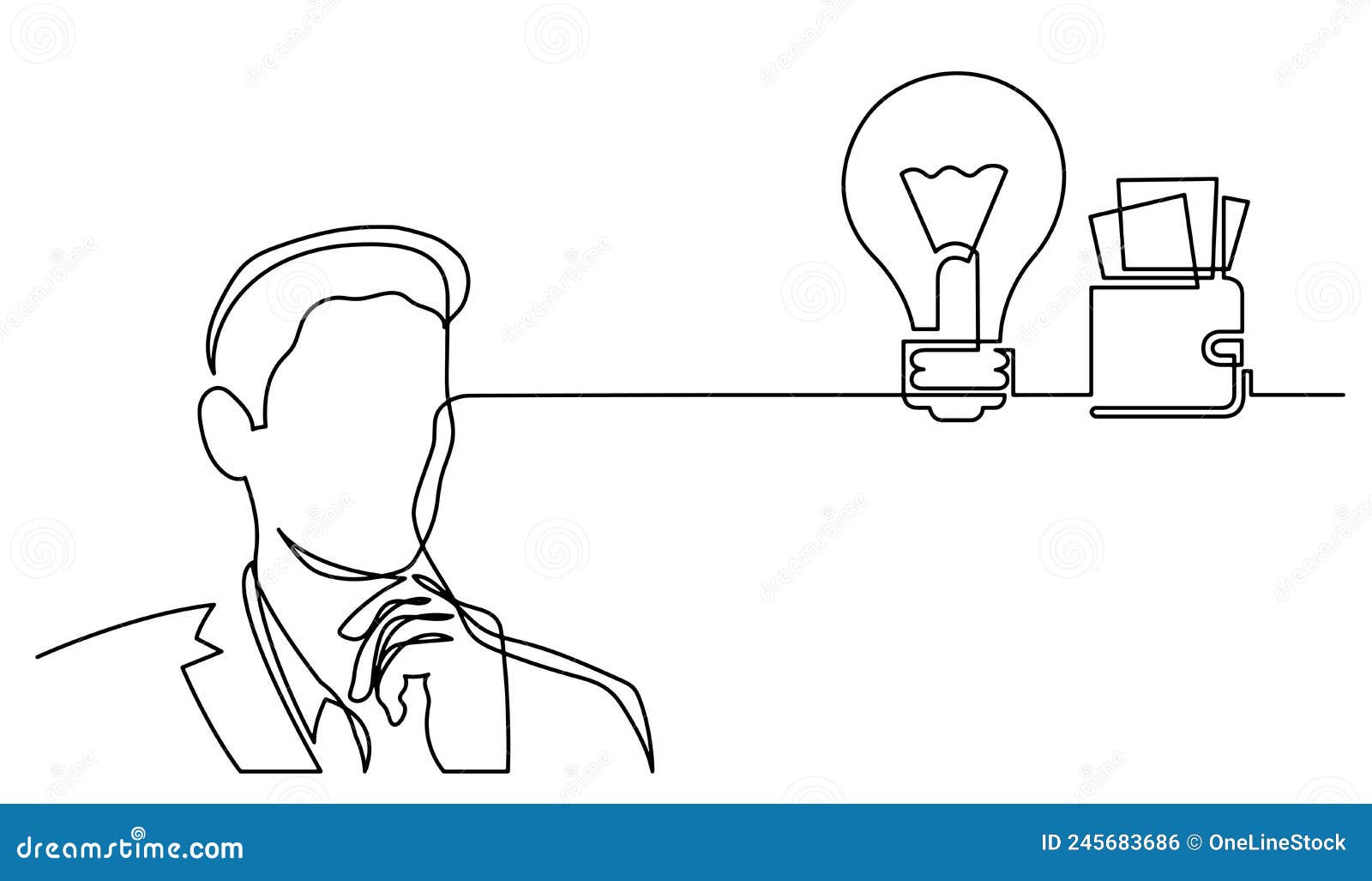 One Line Drawing of Person Thinking Solving Problems Finding Solutions ...