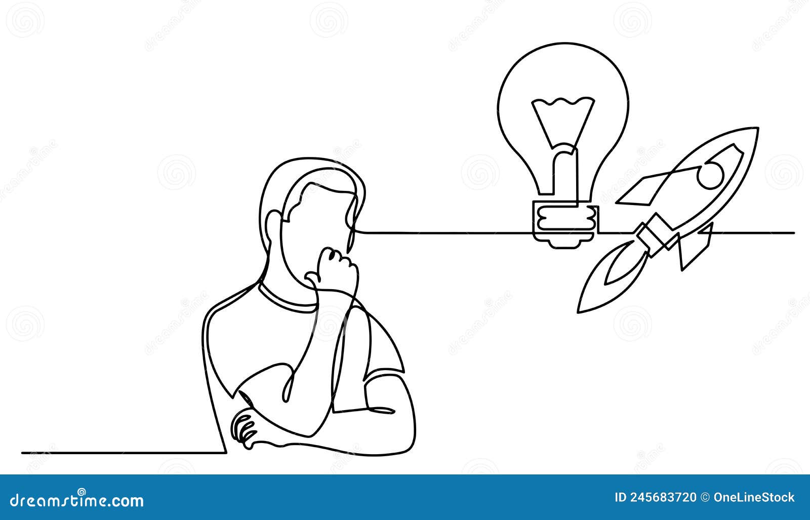 One Line Drawing of Person Thinking Solving Problems Finding Solutions ...