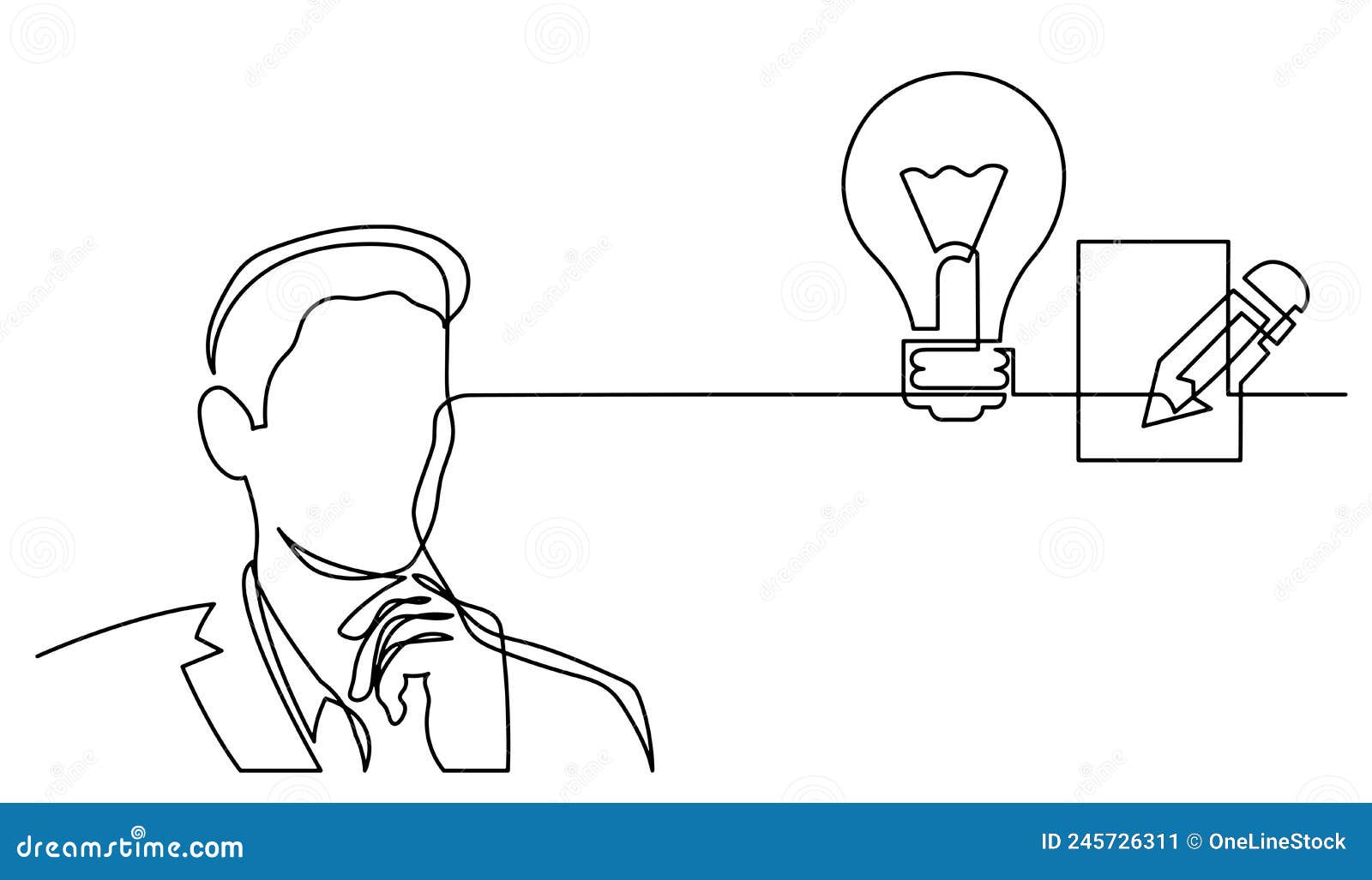 One Line Drawing of Person Thinking Solving Problems Finding Solutions ...