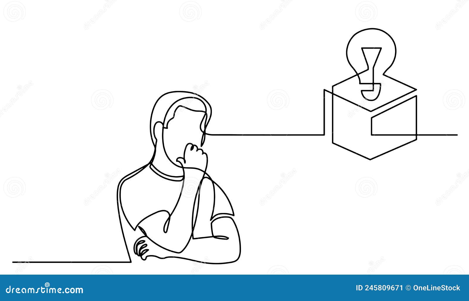 One Line Drawing of Person Thinking Solving Problems Finding Solutions ...