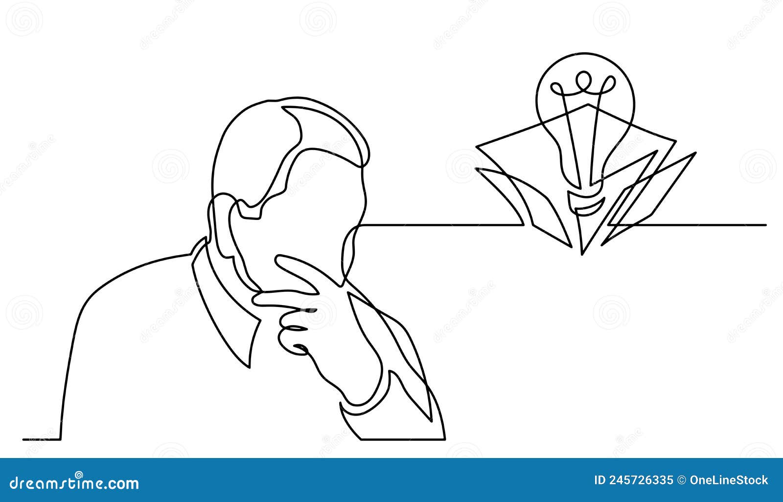 One Line Drawing of Person Thinking Solving Problems Finding Solutions ...