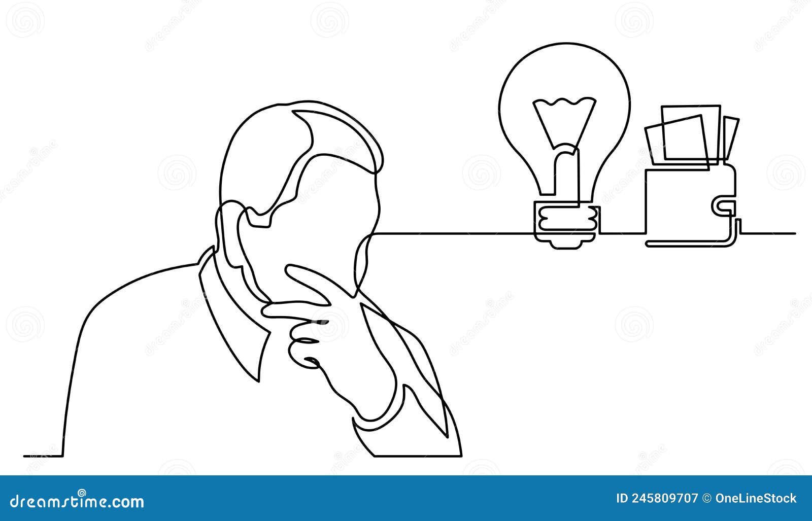 One Line Drawing of Person Thinking Solving Problems Finding Solutions ...