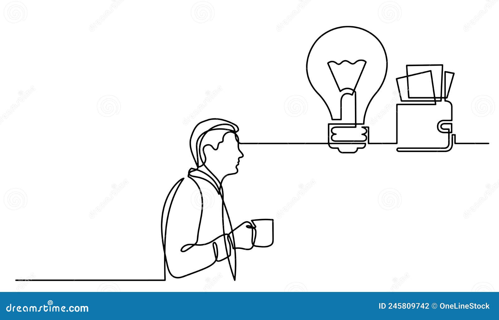 One Line Drawing of Person Thinking Solving Problems Finding Solutions ...