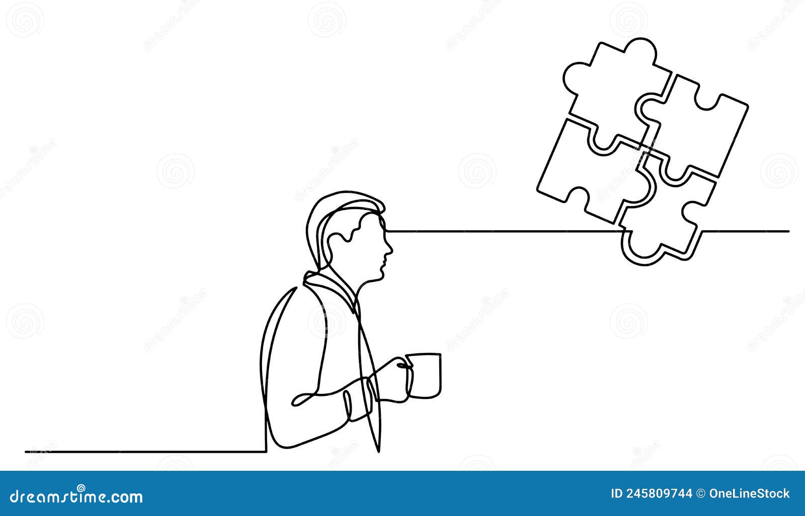 One Line Drawing of Person Thinking Solving Problems Finding Solutions ...