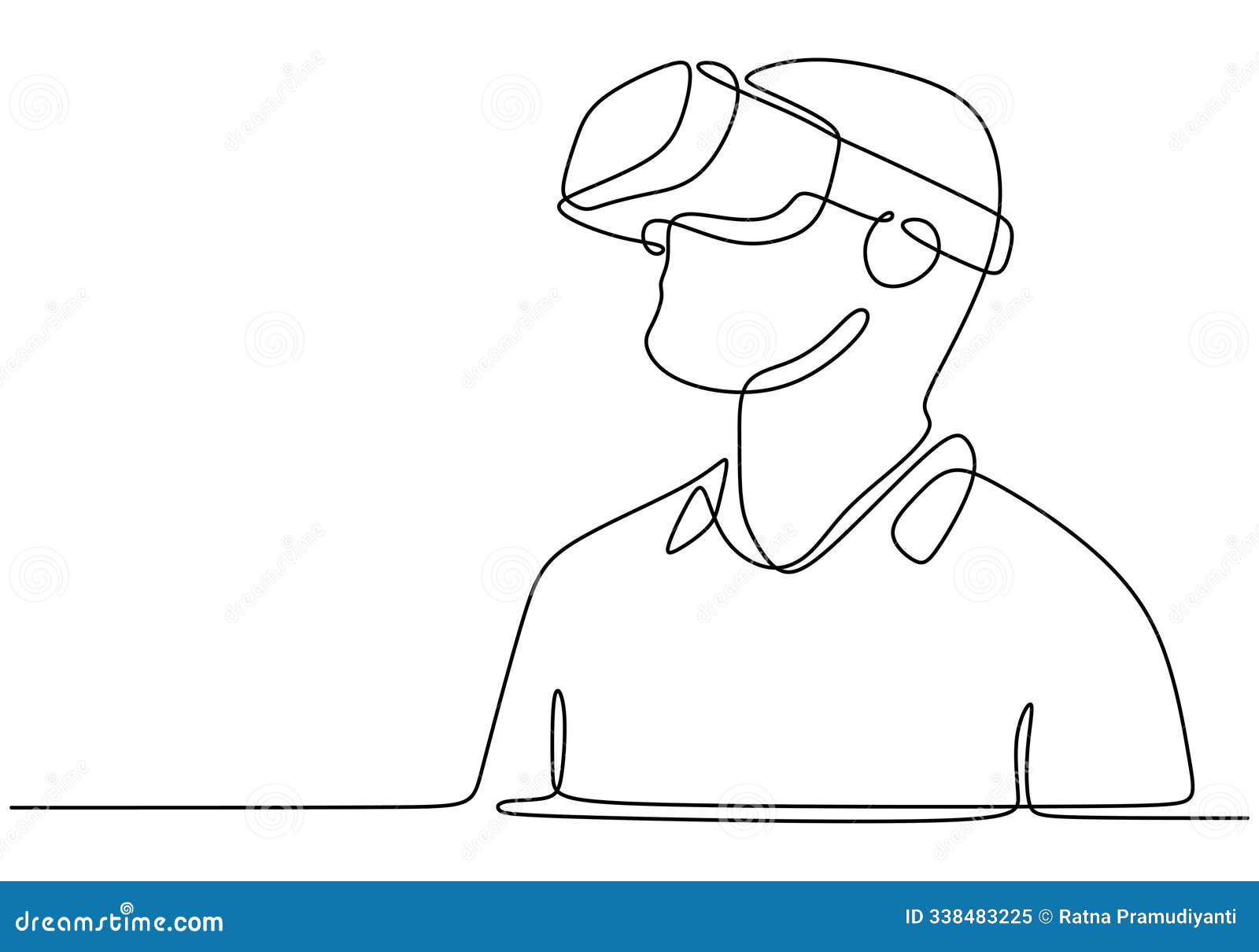 One Line Drawing Of A Person In Virtual Reality. Represents The Future ...