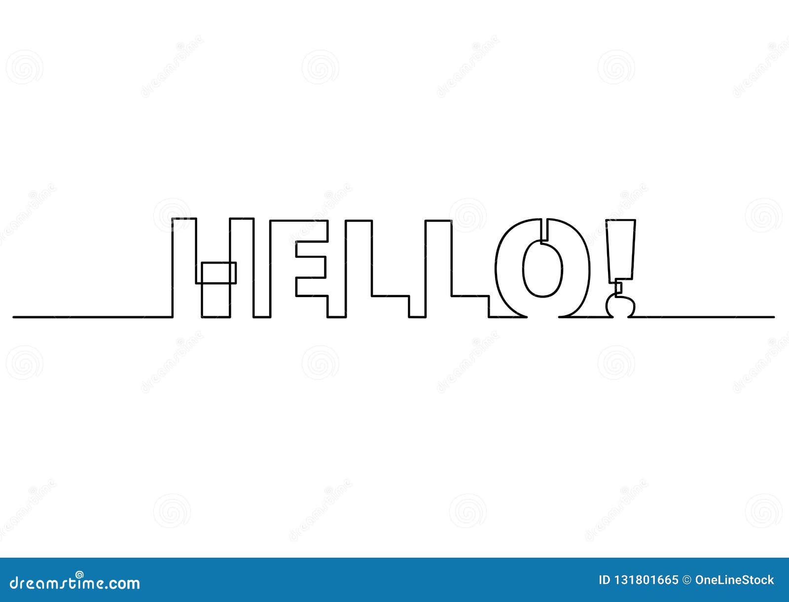 One Line Drawing of Phrase - Hello Stock Vector - Illustration of ...