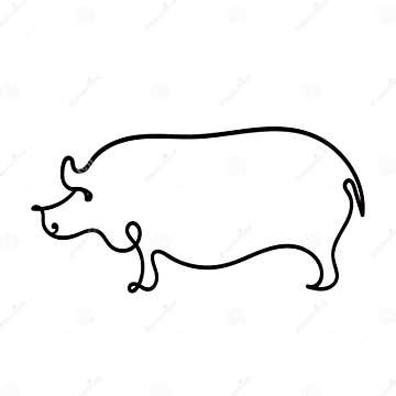 One line drawing of pig stock illustration. Illustration of doodle ...