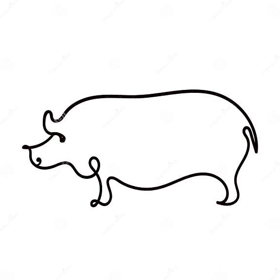 One line drawing of pig stock illustration. Illustration of doodle ...