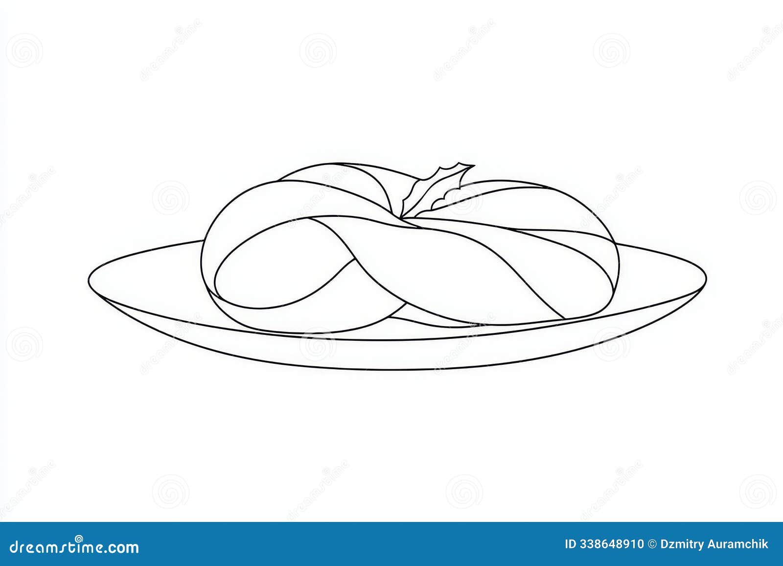 One Line Drawing of Pudding on a Plate with Berries. Dessert Concept ...