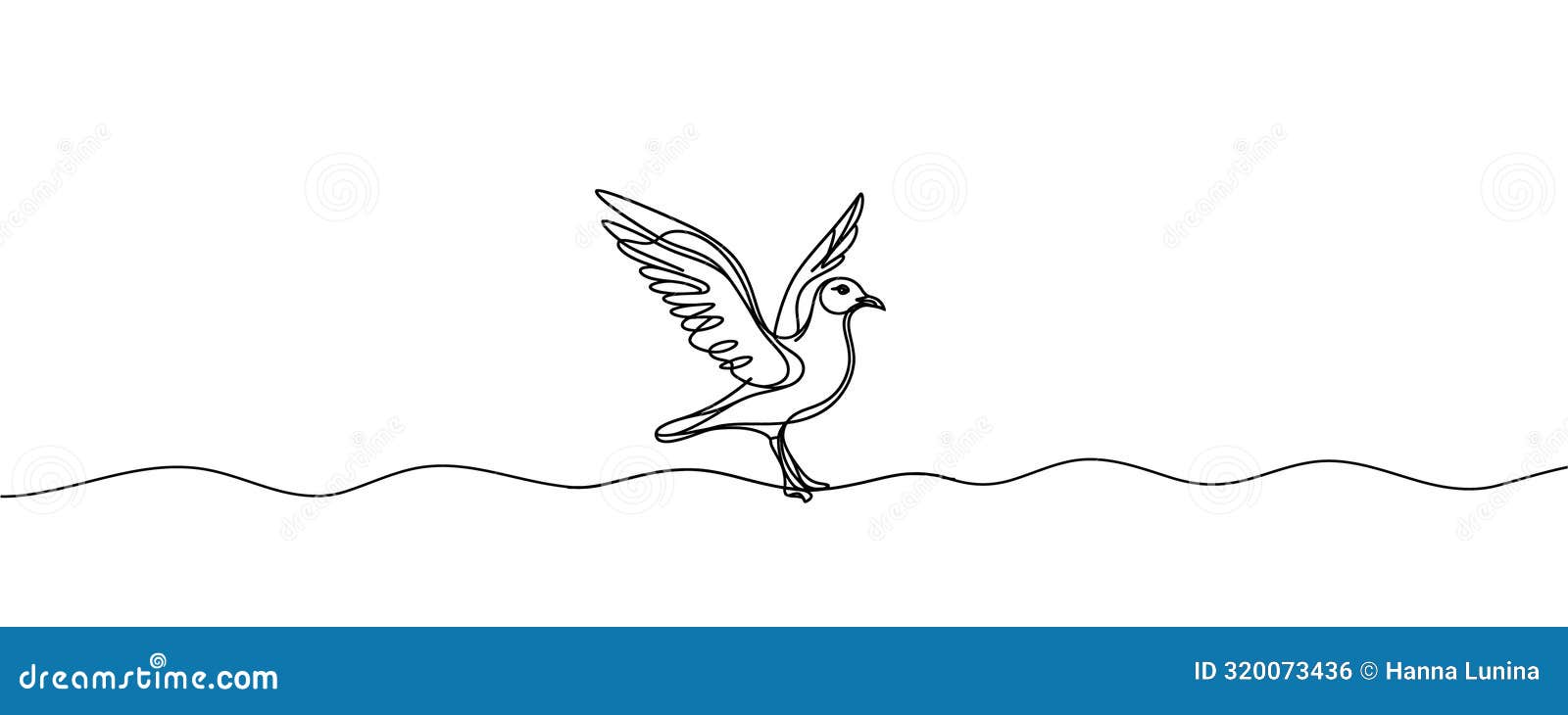 One Line Drawing of a Seagull. Continuous Line Drawing Graphic ...