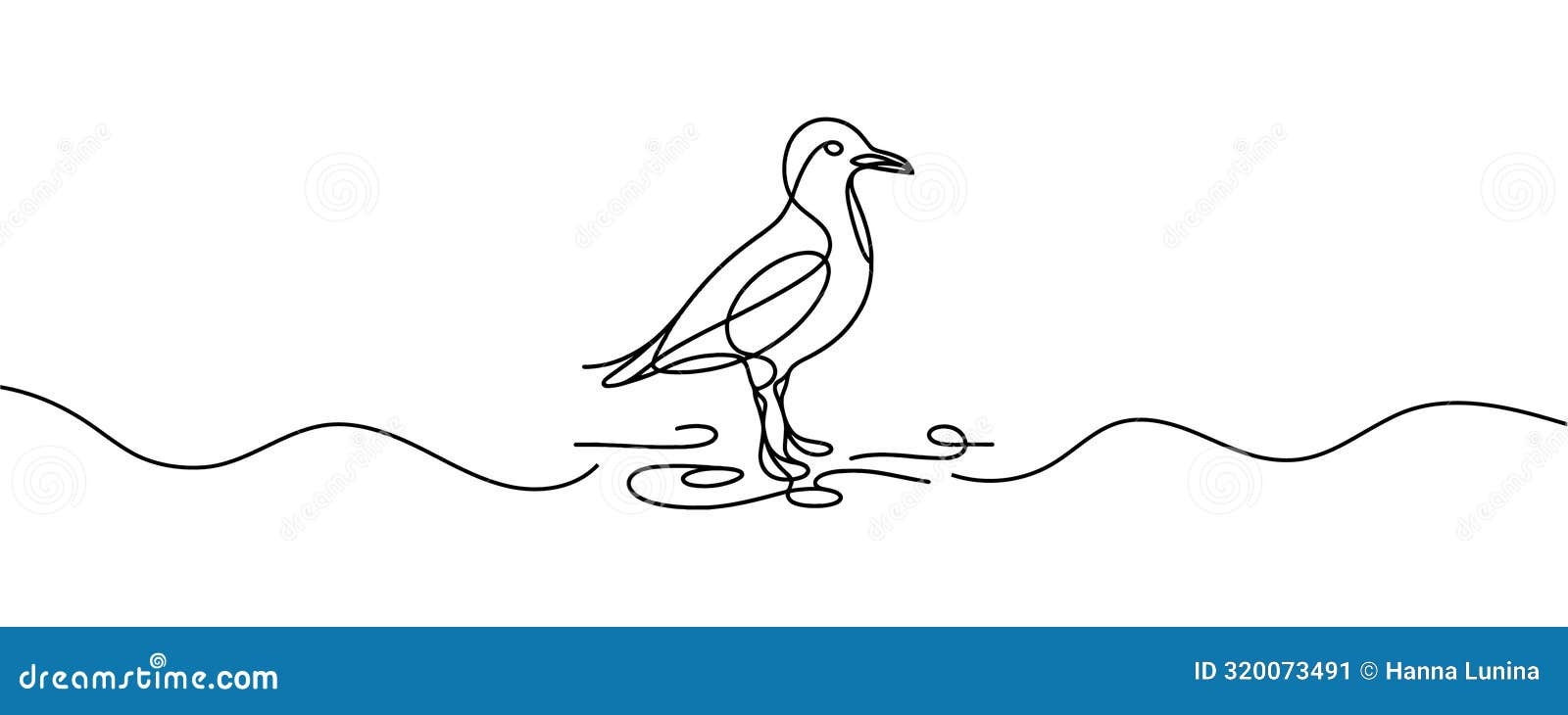 One Line Drawing of a Seagull. Continuous Line Drawing Graphic ...