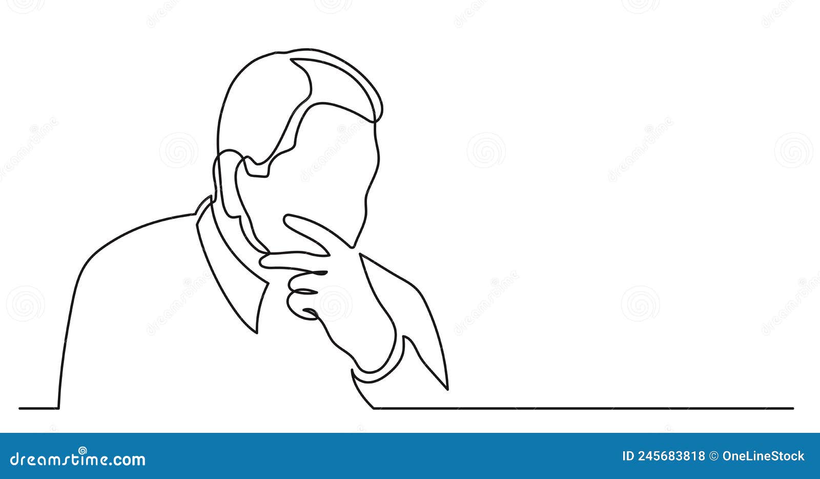 One Line Drawing of Senior Man Thinking about Idea Solving Problems ...