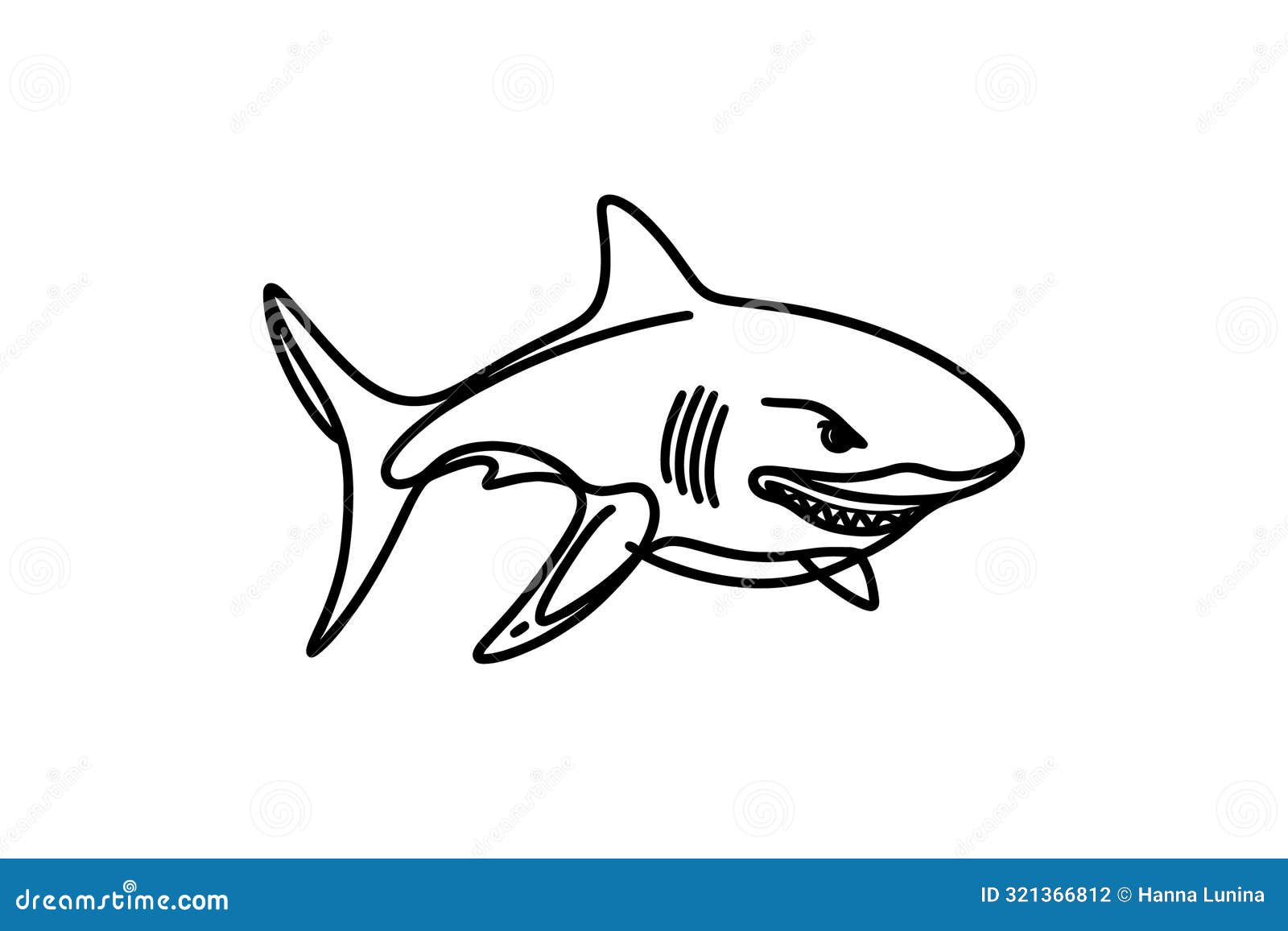 One Line Drawing of a Shark. Graphic Vector Illustration of Shark ...